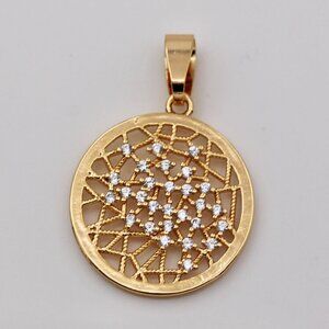 Jewelry | 18k Yellow Gold Filled Carved Web Diamond Zircon Necklace ...